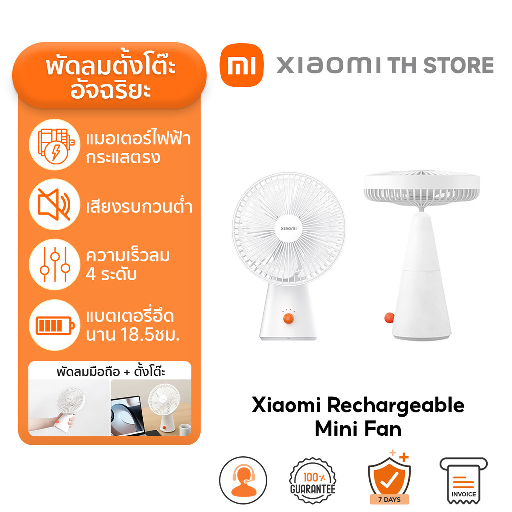 Xiaomi Rechargeable Mini Fan พัดลมเล็ก I พัดลมไร้สายอัจฉริยะแบบ 2 in 1 ...