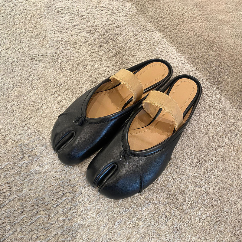 รองเท้าแตะหนังแท้ Niche Pig Toe Split Toe สำหรับผู้หญิง แบบ Toe-Covered ...