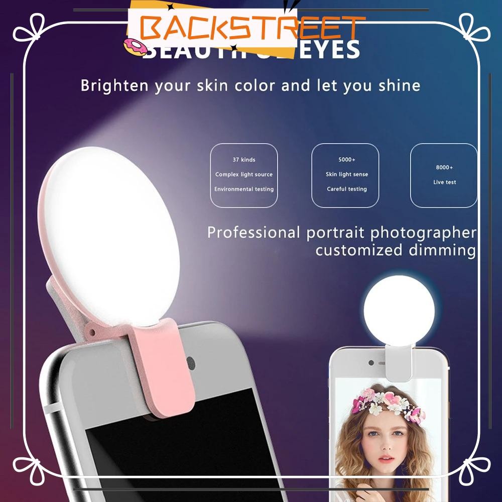 BACKSTAGE Selfie Ring Light Clip-on, ชาร์จโทรศัพท์มือถือแบบปรับได้ Mini ...