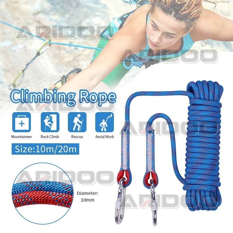 12 มม เชือกโรยตัว เชือกปีนเขา อุปกรณ์ปีนเขา อุปกรณ์โรยตัว 12mm Climbing Rope w/ Hook High ...