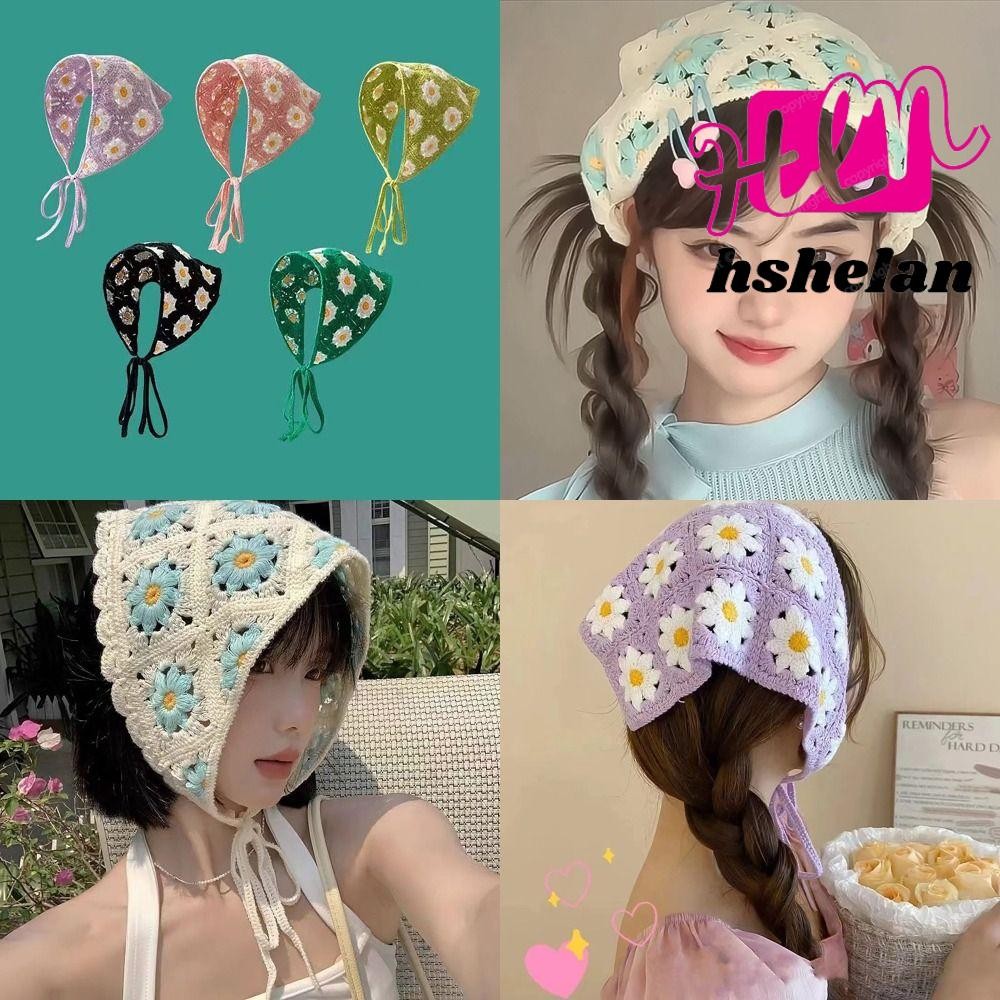 ที่คาดผมสามเหลี่ยม แฮนด์เมด Krochet สไตล์ฝรั่งเศส สำหรับฤดูใบไม้ผลิ ...