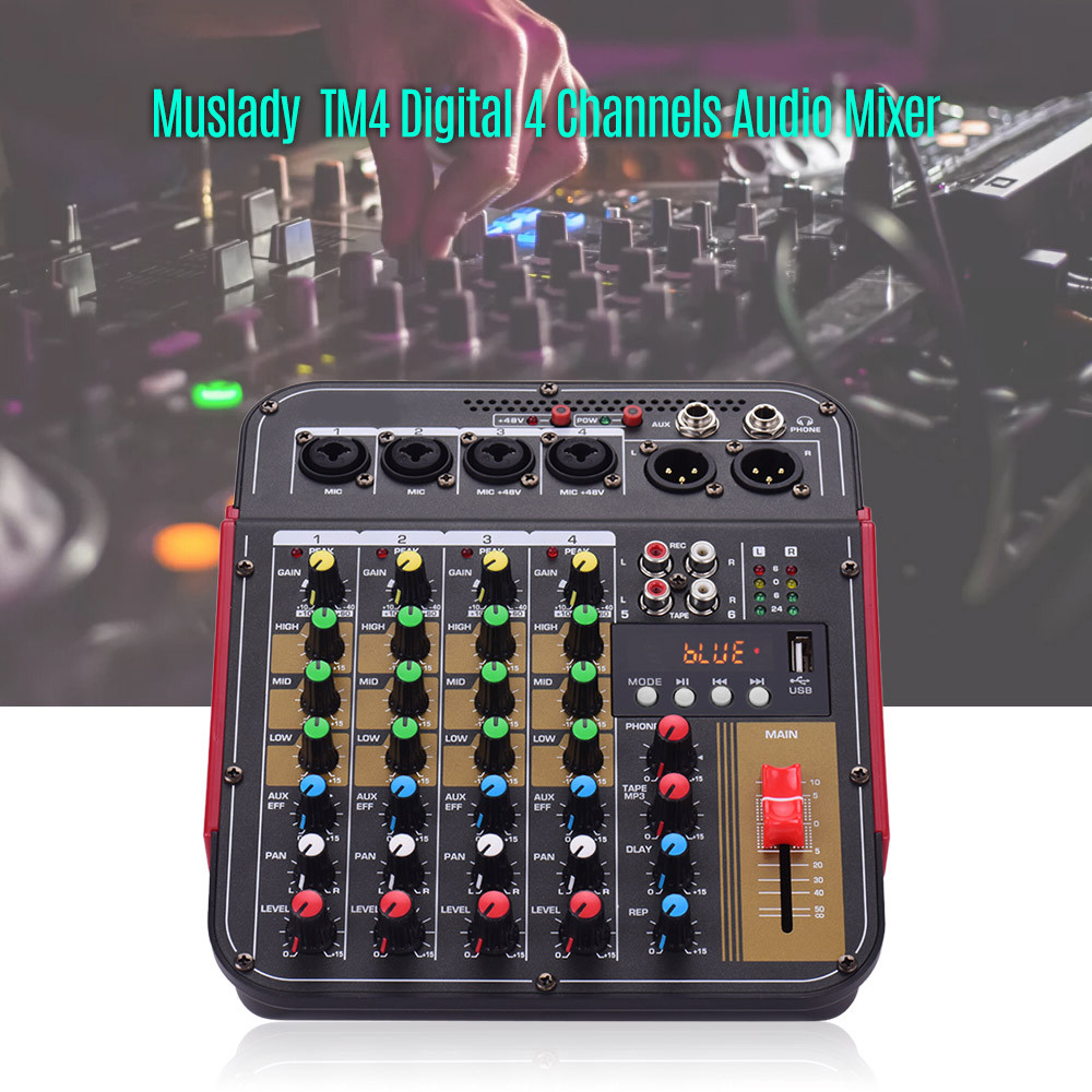 Musiclover-th Moweo TM4 Digital 4-channel Mer Ming Console ในตัว 48V Phan Power พร้อม BT ...