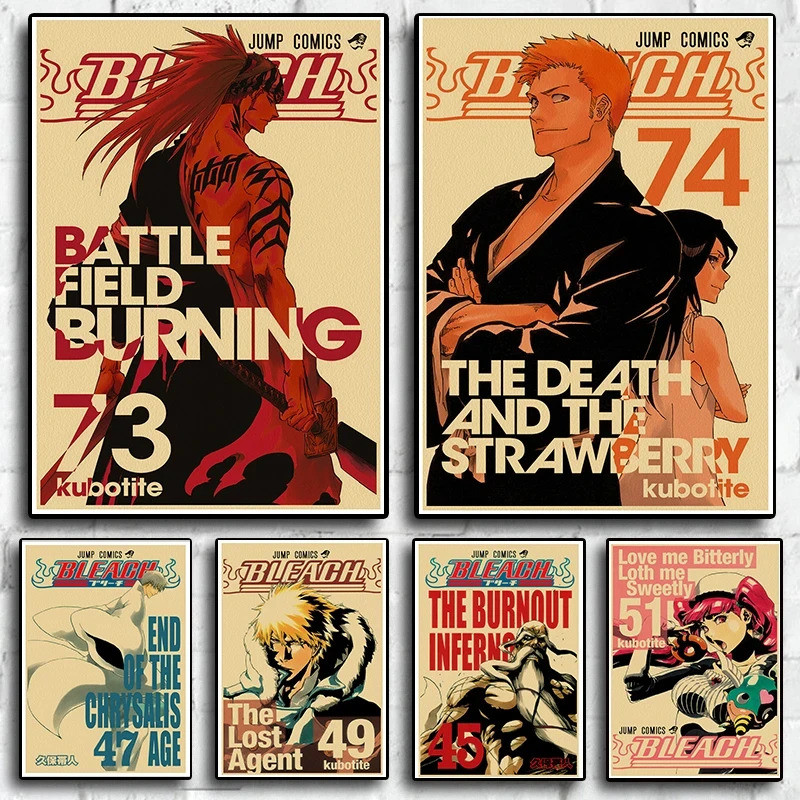 อะนิเมะรูป Bleach โปสเตอร์ความงาม Gigante ตกแต่งบ้าน Retro มังงะผ้าใบ ...