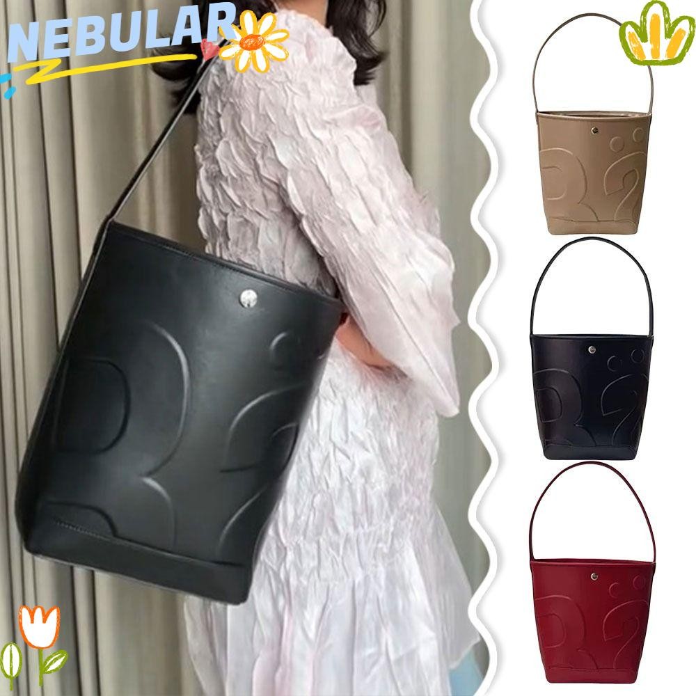 NEBULAR Bucket Bag หนังPU ความจุขนาดใหญ่ พกพาสะดวกสำหรับใช้งานในวันสบาย ...