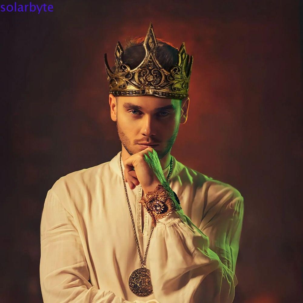 SOLARBYTE PU Prince Crowns สไตล์เกาหลี มงกุฎสำหรับงานพิธีมิตซวาห์และงานแต่งงาน พร้อมวงกลมและต่าง ...
