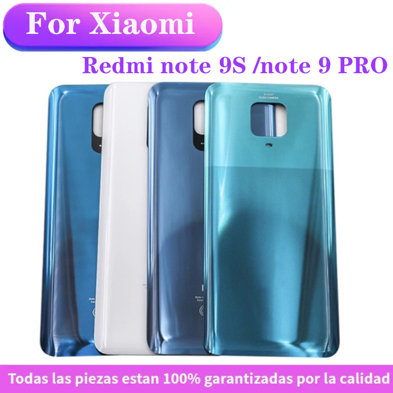 ด้านหลังสําหรับ Xiaomi Redmi Note 9 Pro / Note 9S แบตเตอรี่ฝาหลังกระจกประตูกรณีพร้อมกรอบเลนส์ ...
