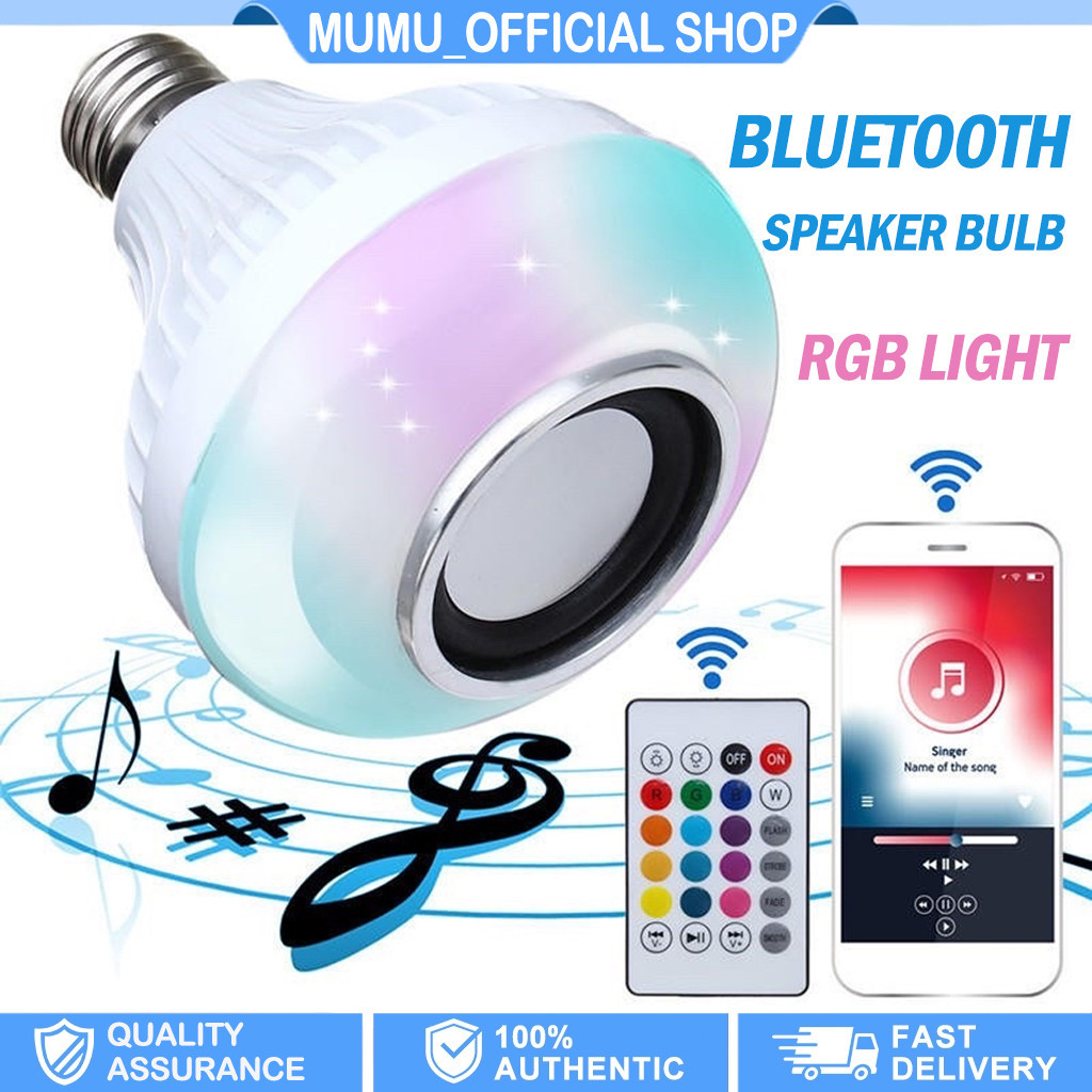 E27 Speaker LED Light Bulb RGB หลอดไฟอัจฉริยะ ลําโพงบลูทูธ หลอดไฟ รีโมท ...
