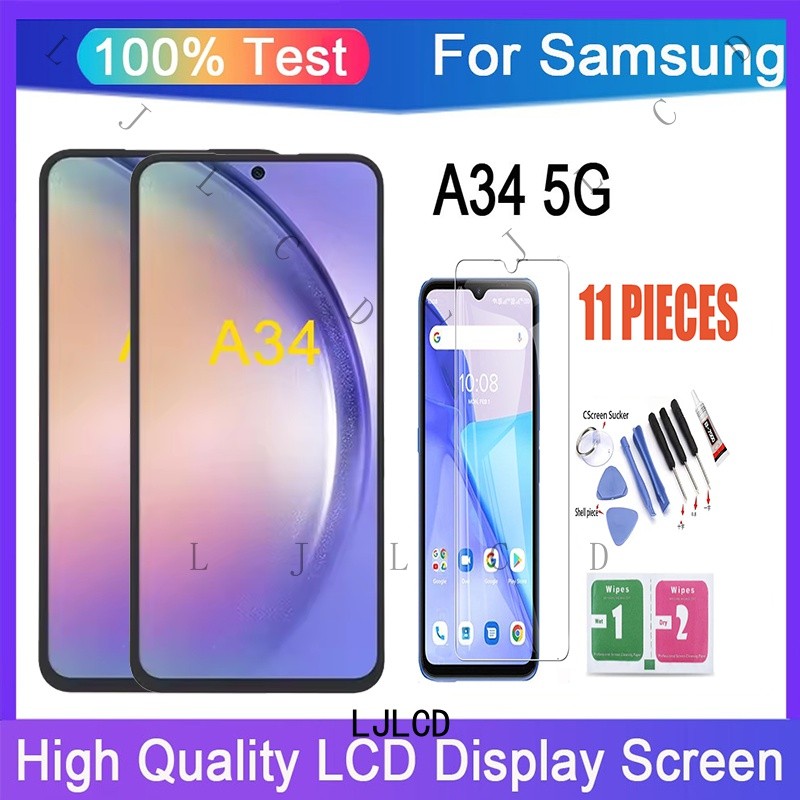 Original AMOLED Samsung Galaxy A34 5G จอแสดงผล LCD หน้าจอสัมผัสพร้อมการ ...