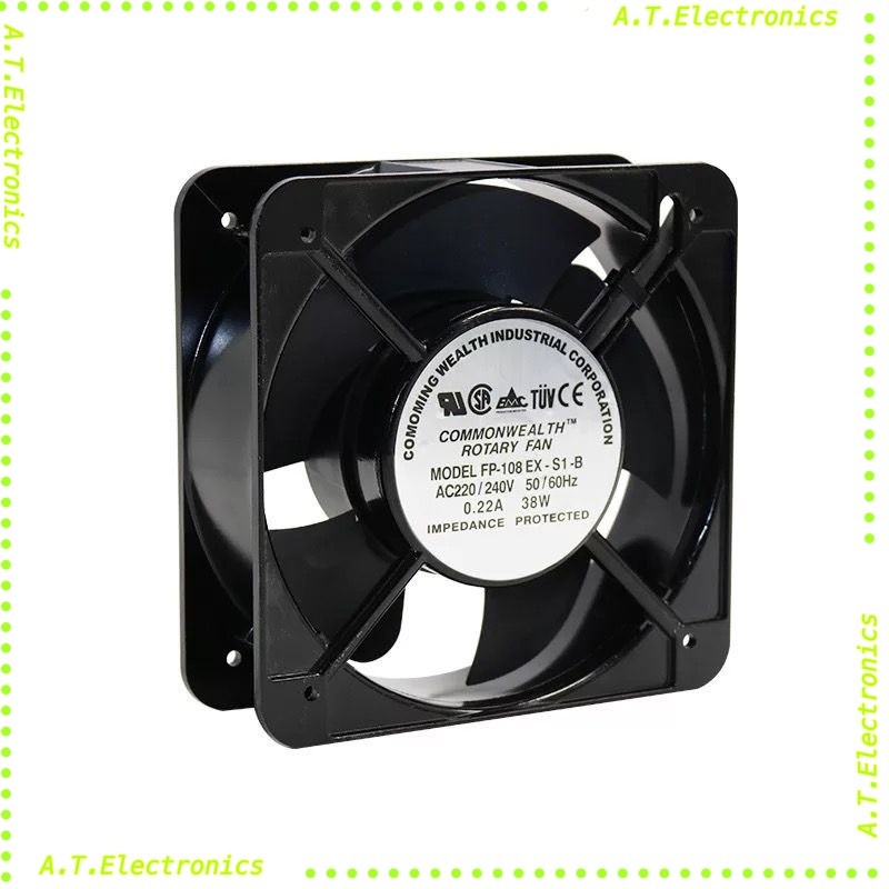 พัดลม 6 นิ้ว แบบลูกปืน (150*150*50mm) ไฟ 220VAC 0.22A 38W รุ่น15050 220V 38W FP-108EX-S1-S 15CM ...