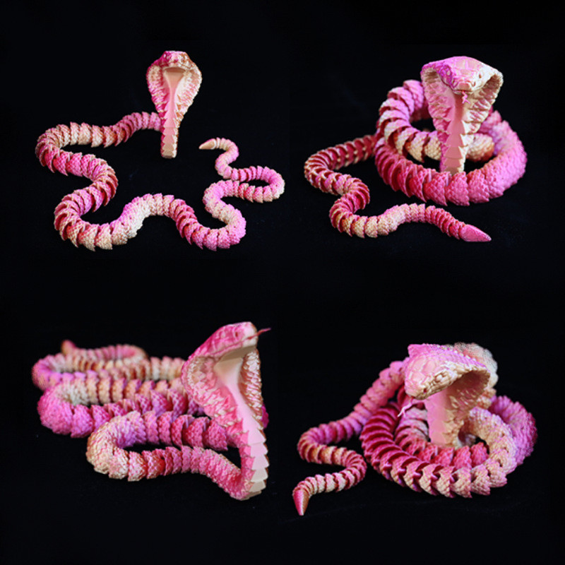 Spot Goods#3dPrint Joint Snake Model Gold Snake Blessing Home Ornaments ...