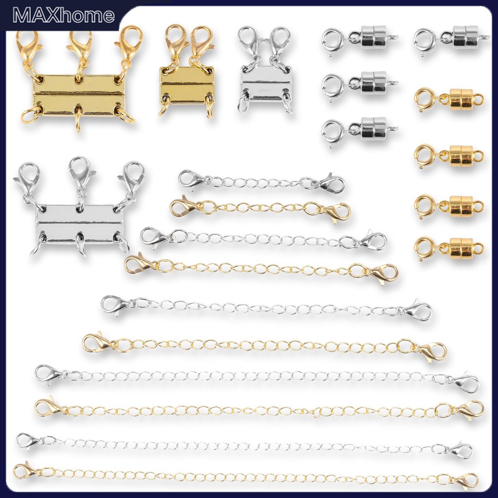 22 ชิ้นปฏิบัติแม่เหล็กเครื่องประดับ Clasp พร้อม Chain Extender ใช้งาน ...