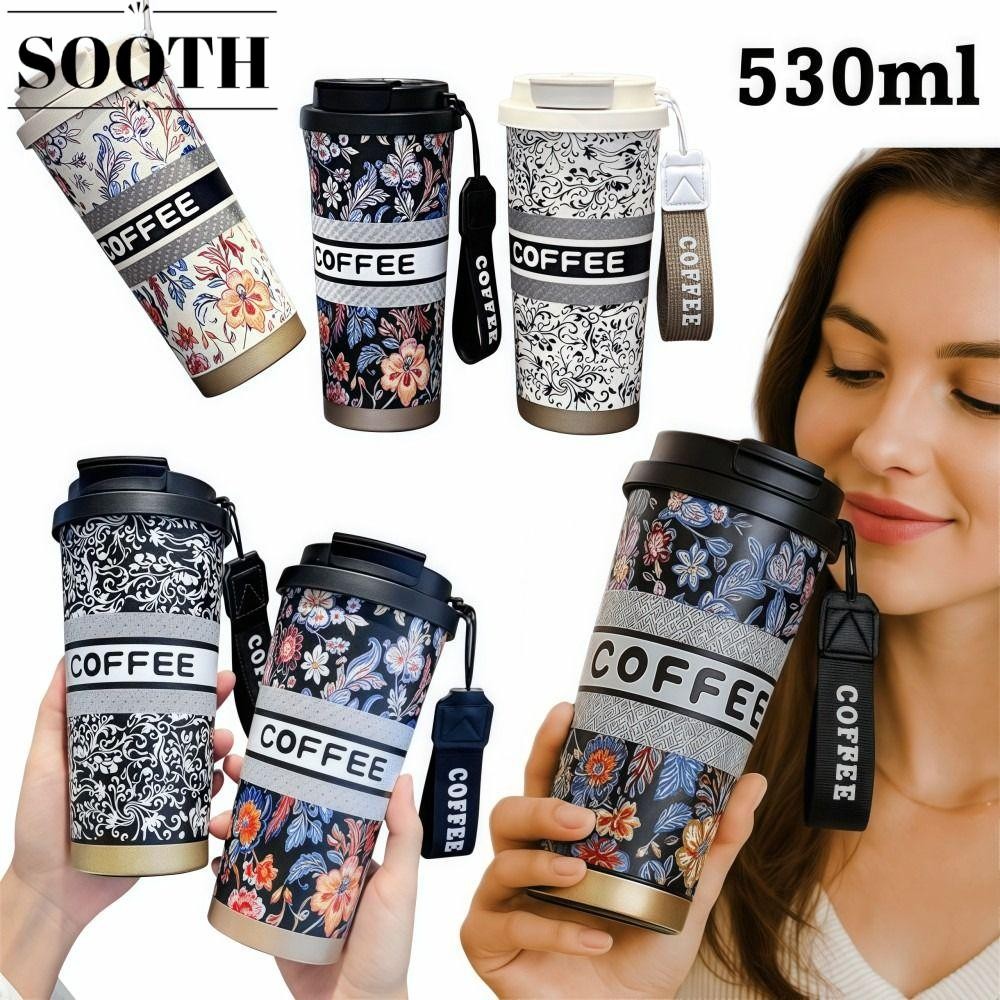 SOOTH ขวดน้ําฉนวน, 316 สแตนเลสสไตล์จีนถ้วยกาแฟ, ความคิดสร้างสรรค์ 530ml Orchid พิมพ์รูปลักษณ์สูง ...