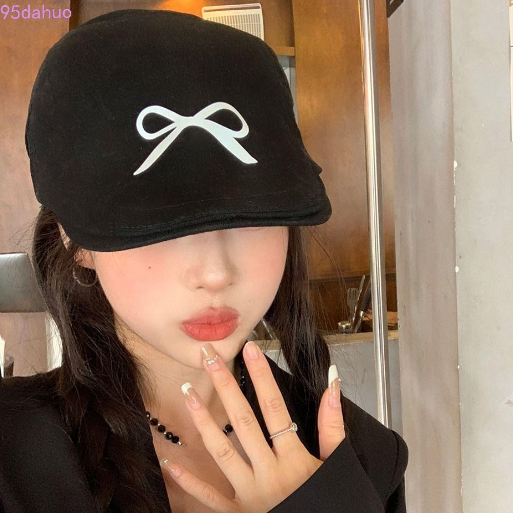 Dahuo Bow Berets หมวก, Y2K Bowknot Newsboy หมวก,สไตล์เกาหลีที่เรียบง่ายขอบหยาบเส้นรอบวงหัวใหญ่ ...