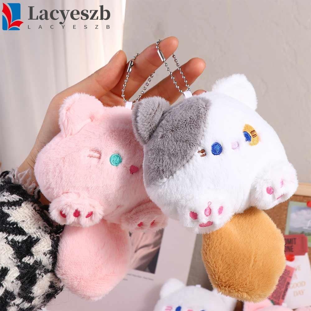 Lacyeszb พวงกุญแจตุ๊กตาแมว,ตุ๊กตา PP Cotton Squeak Cat Plush Keyring ...
