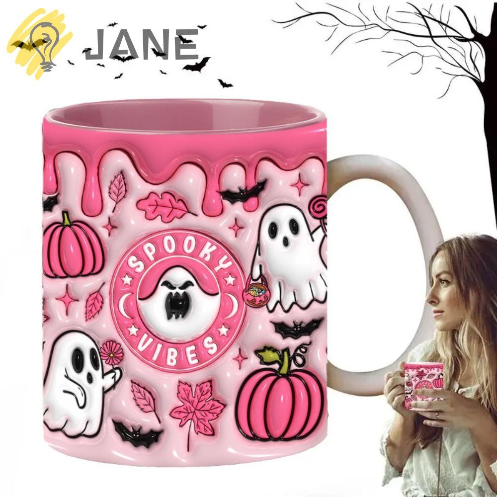 Jane แก้วผี, พร้อมที่จับแก้วกาแฟฮาโลวีน, แก้วชาเซรามิก Spooky | Shopee ...