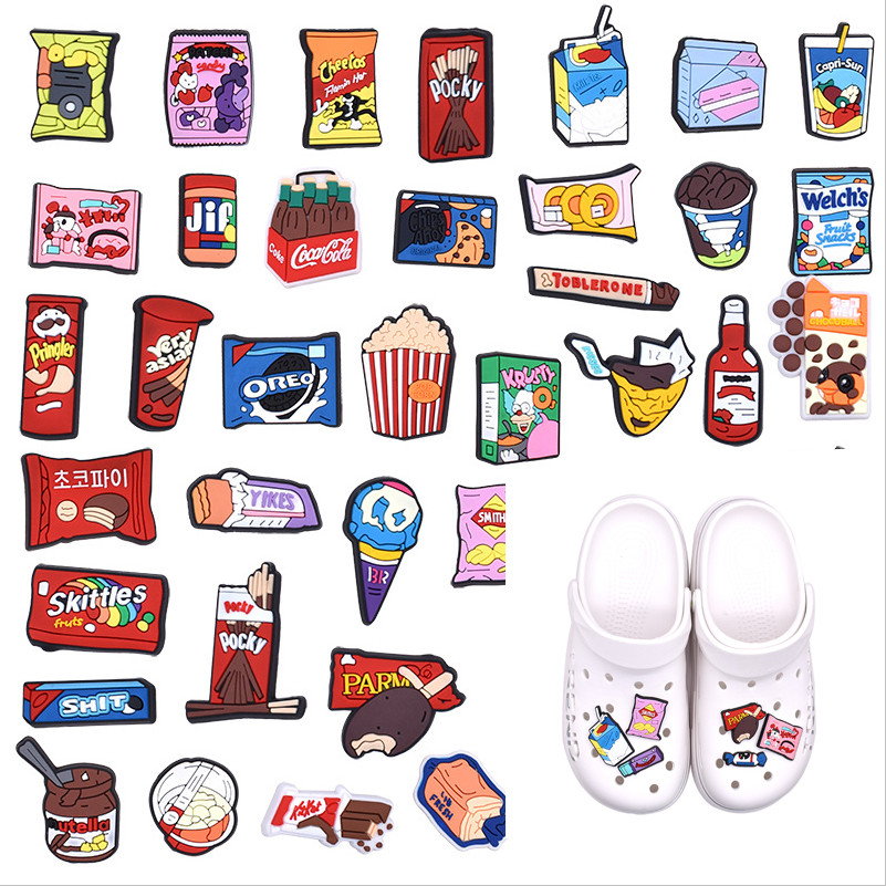 คุกกี้ขนมน่ารัก Jibitz สําหรับ Crocs Cheetos อาหารรองเท้า Charms Pocky ...