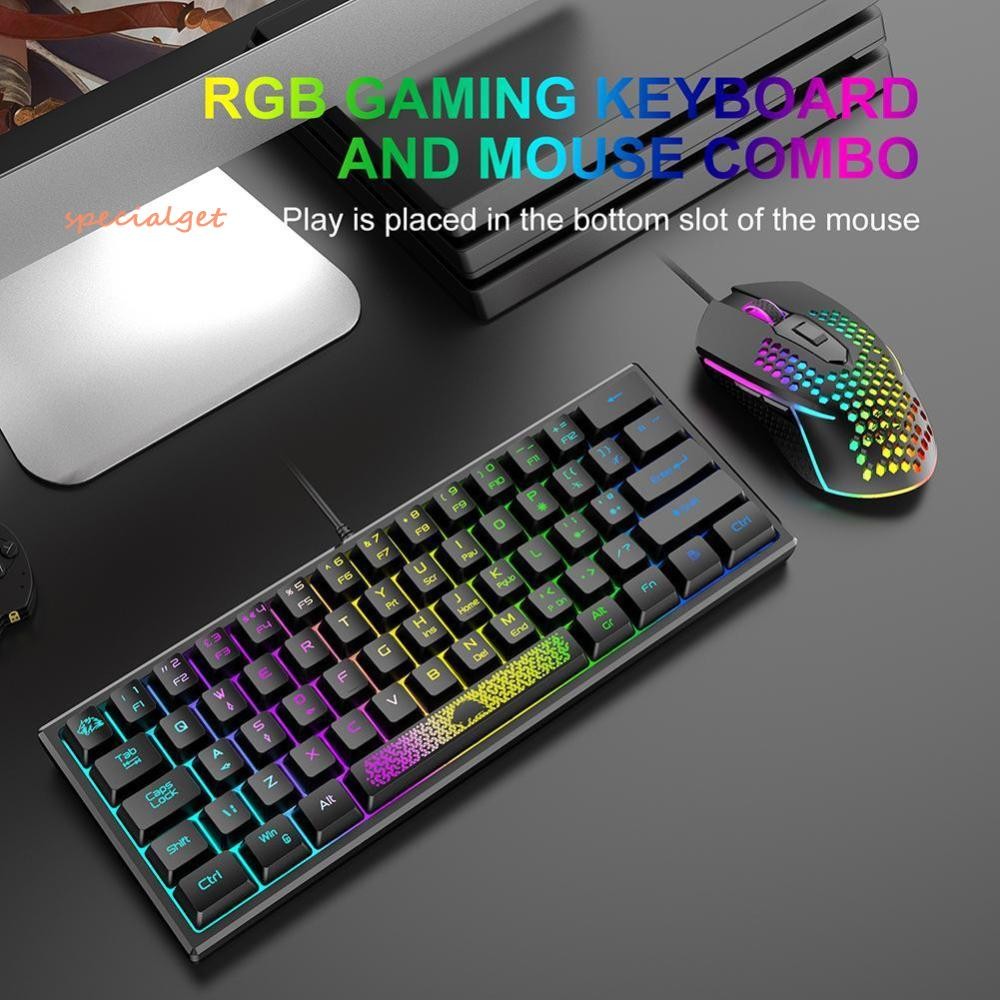 Oz K61 RGB Wired Keyboard 60 Percent 62 Keys Ergonomic Gaming Laptop ...