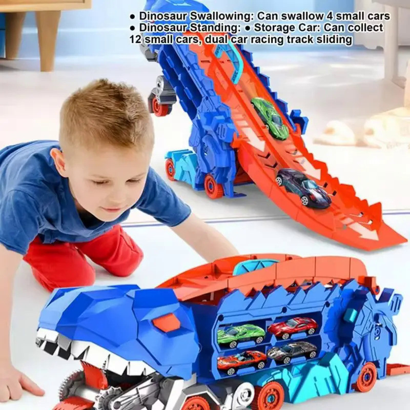 Dual-mode Dinosaur Car Toy Folding with Handle Dinosaur Transformed Toy ...