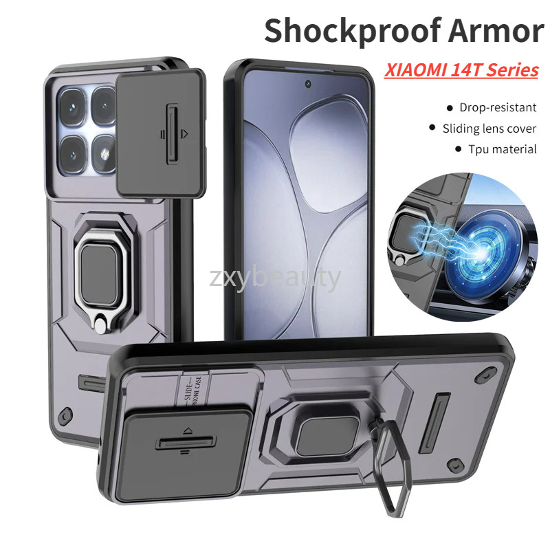 ปลอกสําหรับ Xiaomi 14T Pro 5G 2024 เคสโทรศัพท์กันกระแทกเกราะสไลด์กล้อง ...