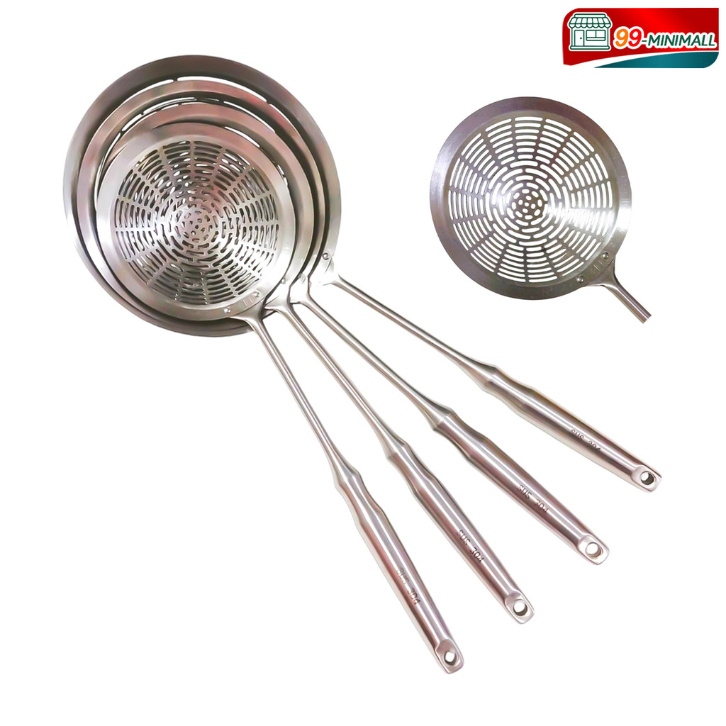 กระชอนสแตนเลส 304 ด้ามสแตนเลส เจาะร่อง ขนาด12/14/16/18cm กระชอน กระชอนตักของทอด กระชอนสแตนเลส ...