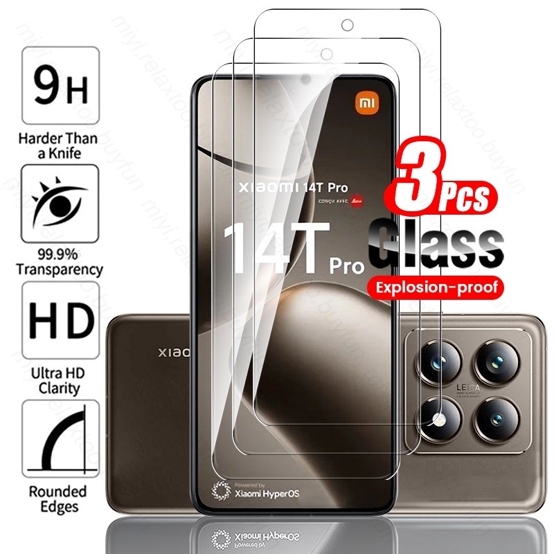 Xiaomi14tpro แก้ว 3 ชิ้น 9H กระจกนิรภัยป้องกันหน้าจอสําหรับ Xiaomi Mi 14T 14 T Pro 13T 12T 11T ...