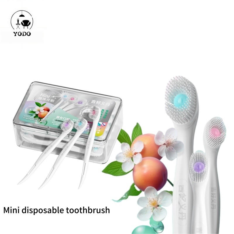 YODO Mini Disposable Toothbrush ยกกล่อง20ชิ้น แปรงสีฟัน มินิ มีเม็ดยาสี ...