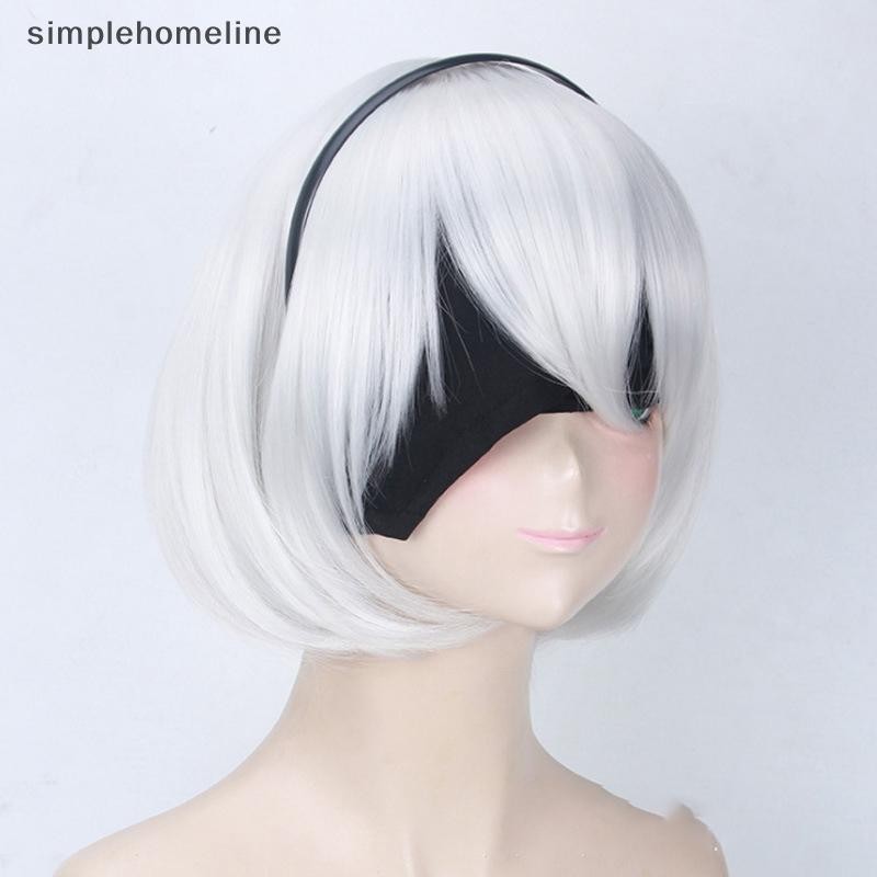 NieR Automata 2B YoRHa No. 2 วิกผมสีขาวบ๊อบ แบบสต็อกใหม่ | Shopee Thailand