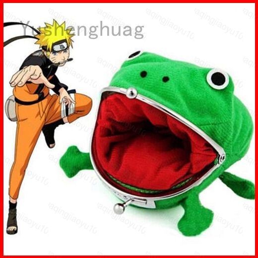 HQ10 Naruto Frog Shape Uzumaki กระเป๋าสตางค์กระเป๋าใส่เหรียญสีเขียวคอสเ ...