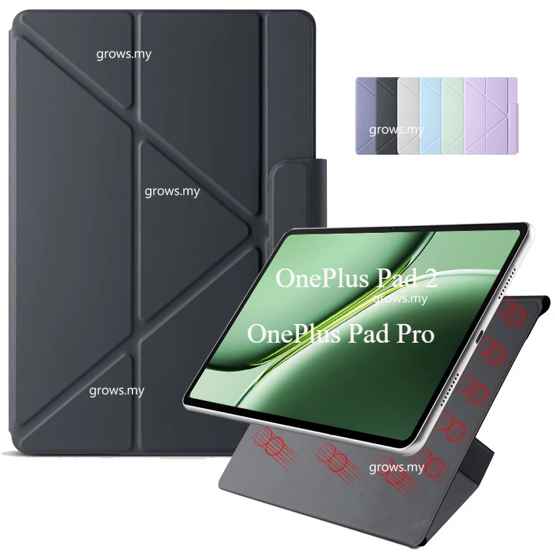 สําหรับ OnePlus Pad 2 2024/OnePlus Pad Pro 12.1 กรณี Ultra Thin Multi-พับขาตั้งแม่เหล็กแท็บเล็ต ...