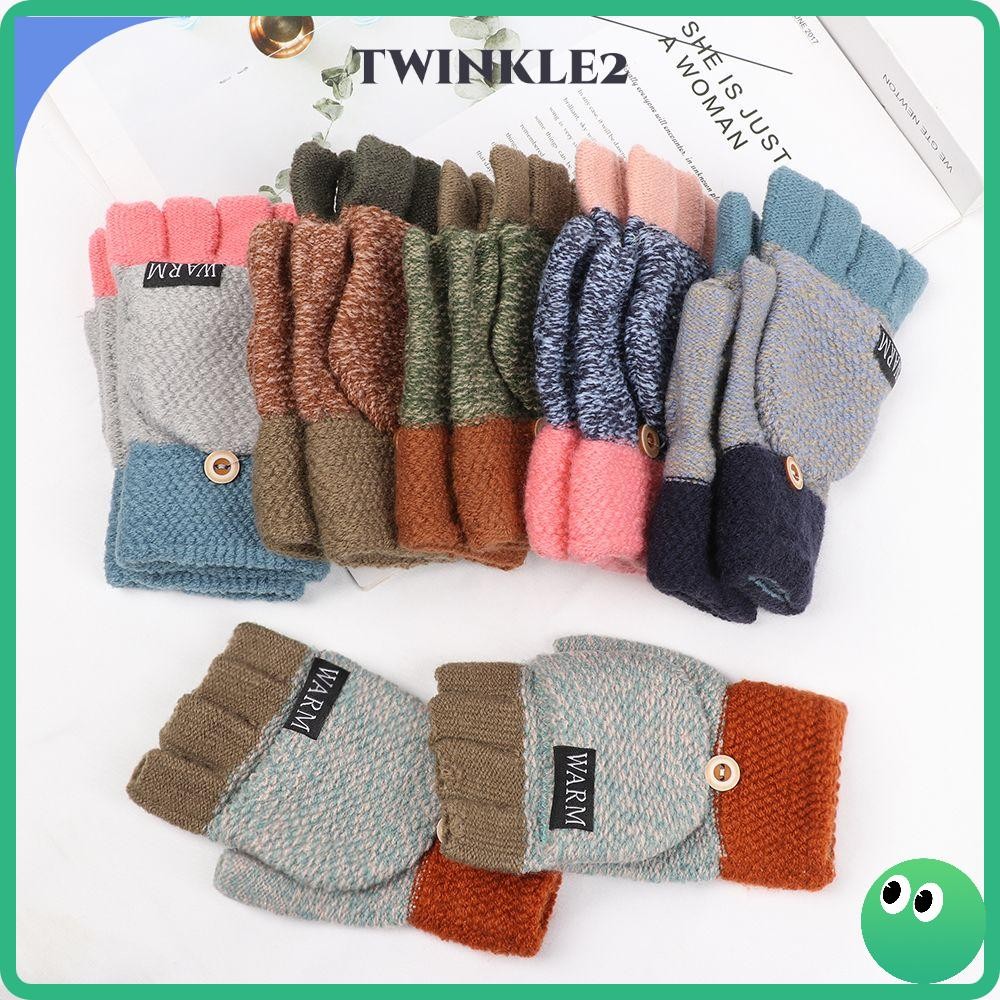 Twinkle ฤดูหนาว Warm Mittens Fingerless ผู้ชายผู้หญิงยืดหยุ่นถุงมือ ...