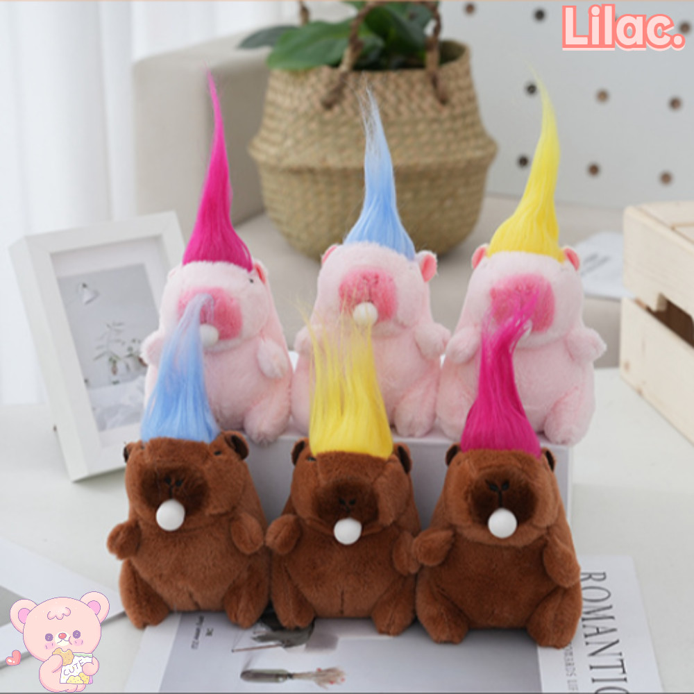 Lilac Capybara กระเป๋าจี้, น่ารักของเล่นตุ๊กตาสัตว์ Long-haired ...