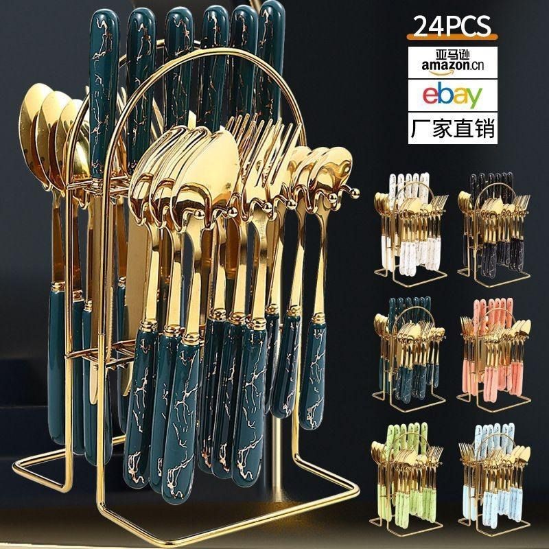 SPOON SET CUTLERY SET SULTAN SPOON SET 24 SET GOLD MARBLE TABLES SET ...