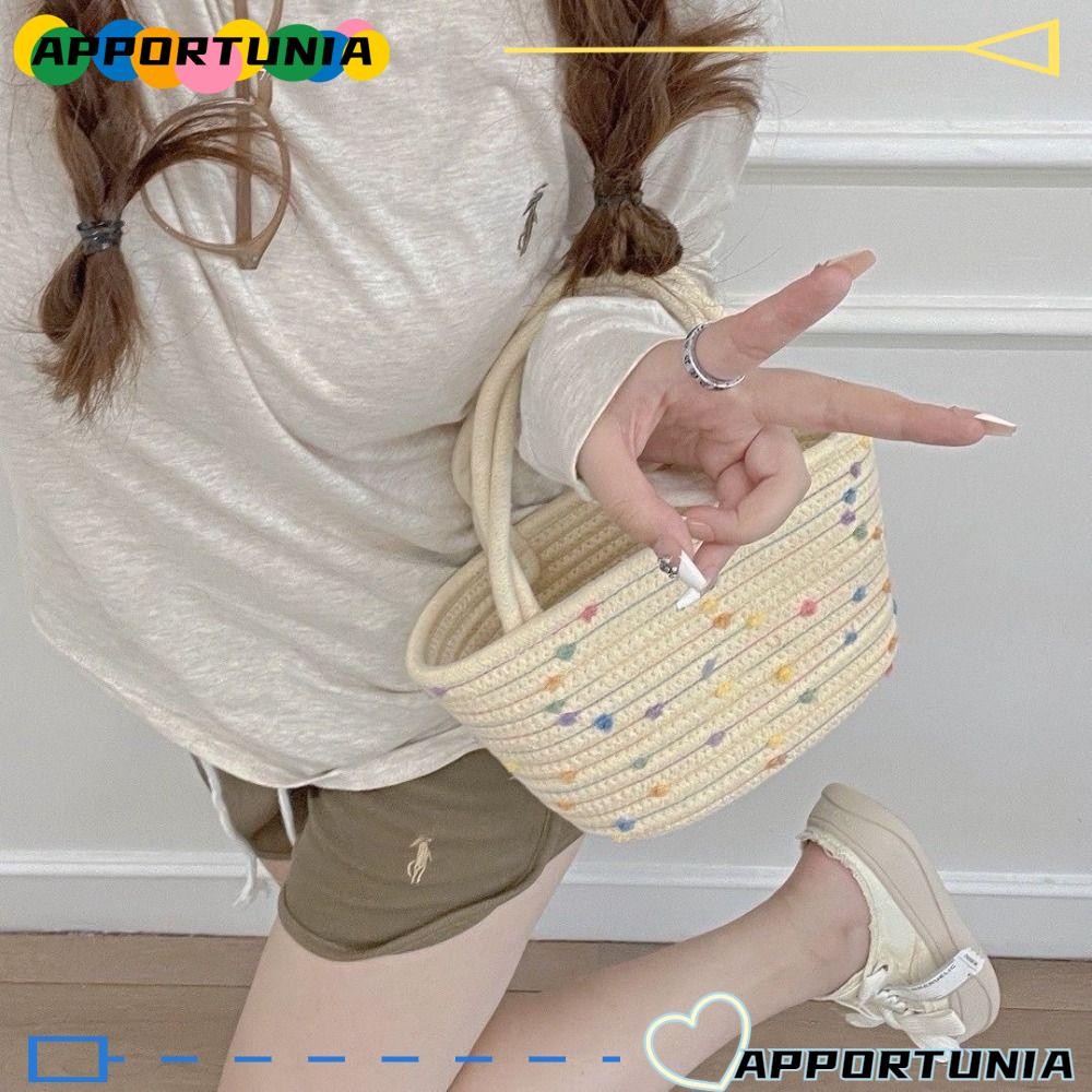 Apportunia Spot Bag,ตะกร้าเก็บสีกากีสีเบจแบบพกพา,กระเป๋าถือผ้าไม่มี ...