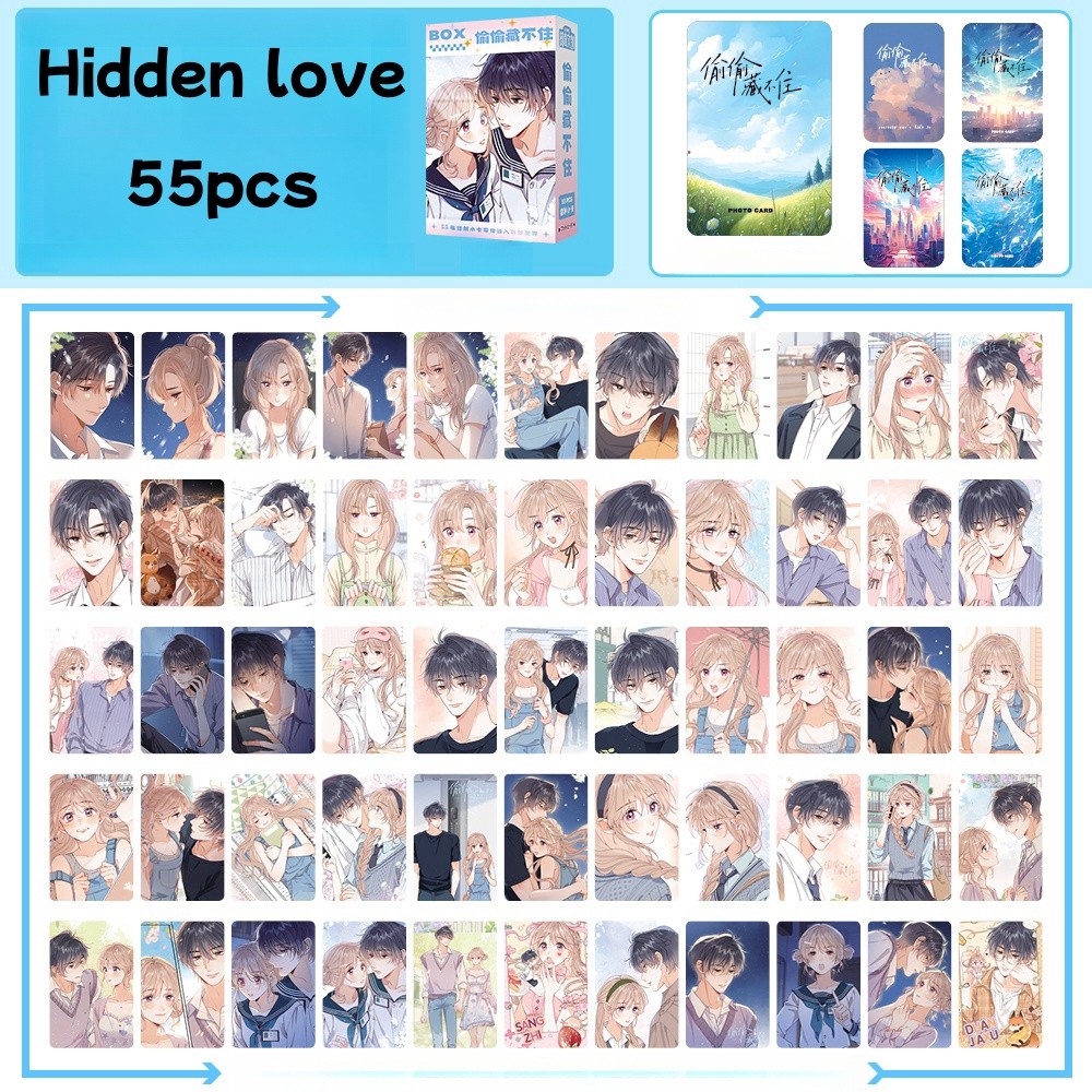 55pcs Anime Manhwa Manga Sanrio Hidden love Raster Card Jinx Blue Lock ...