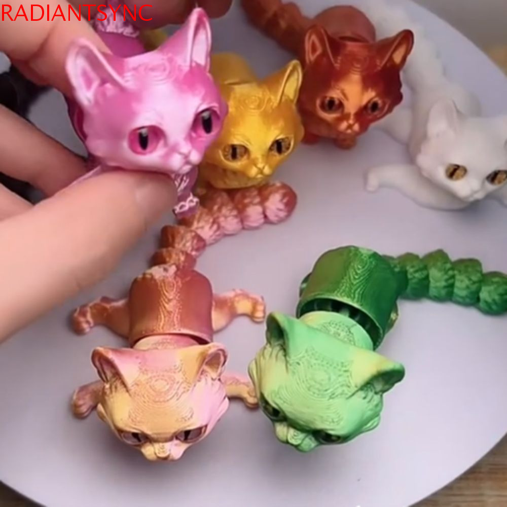 RADIANTSYNC 3D พิมพ์แมว, Big Eyes วัสดุพลาสติก Articulated Cat, 3D การพิมพ์เทคโนโลยีสร้างสรรค์ ...