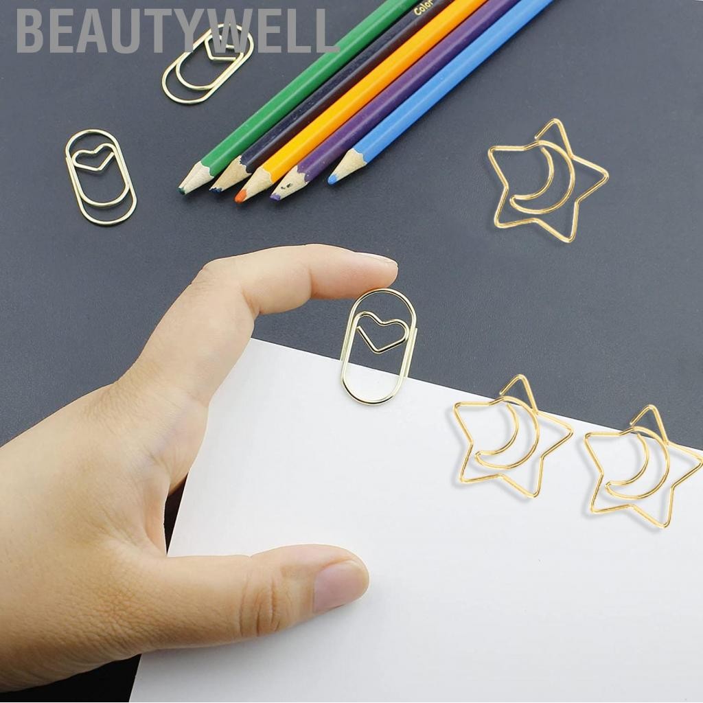 Beautywell 100pcs Shape Paper Clips Skid Proof Star Electroplating ...
