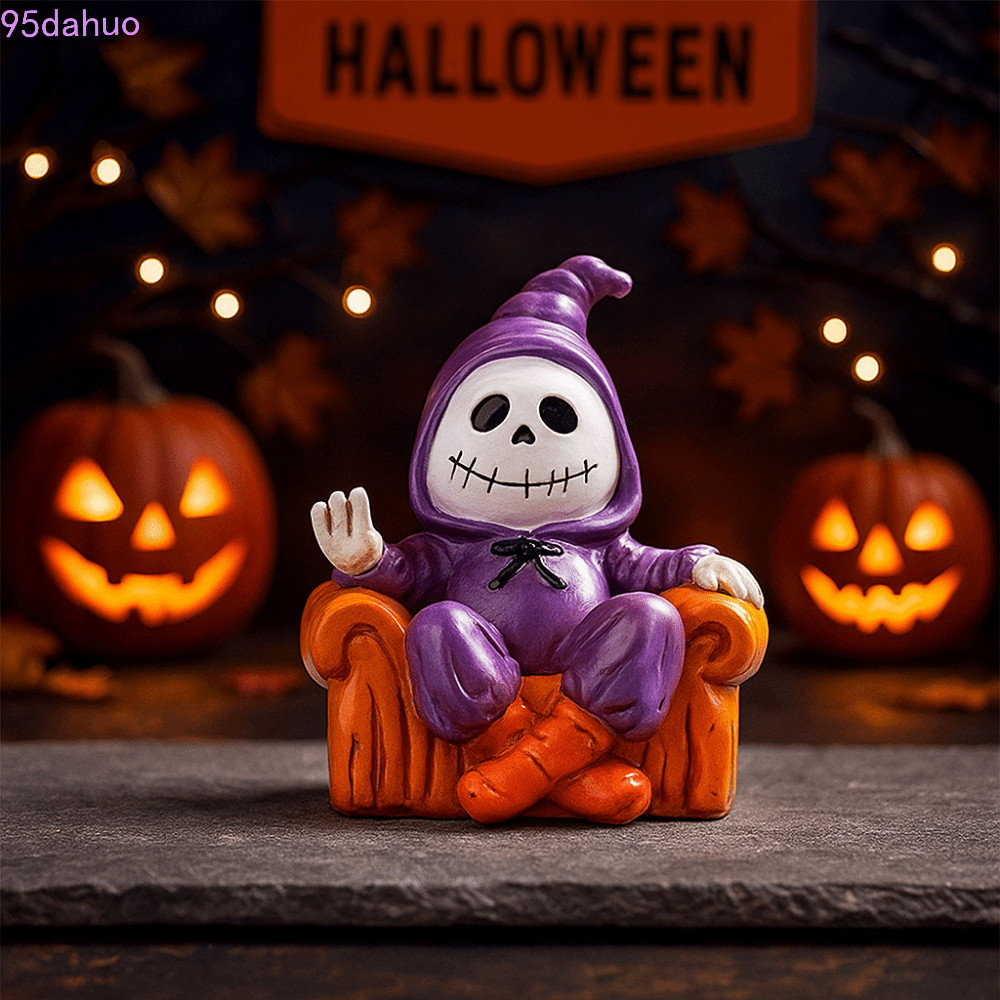 DAHUO Ghost Art ประติมากรรม,การ์ตูนเรซิ่นโซฟาฮาโลวีนรูปผี,ภูมิทัศน์ไมโคร Spooky น่ารัก Ghost รูป ...
