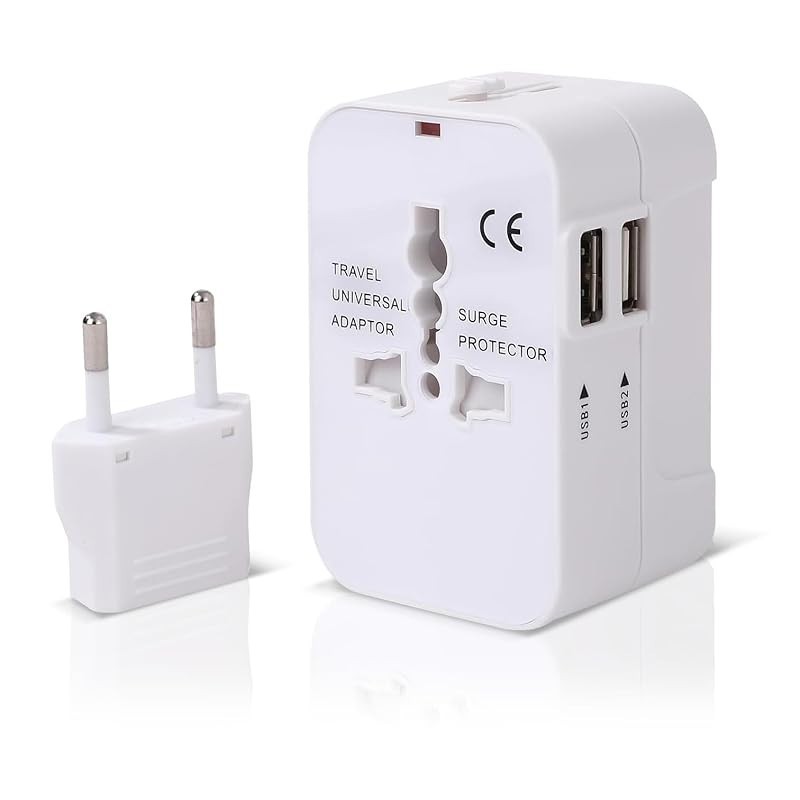 Universal Travel Adapter with Double USB Ports and Extension Plug for ...