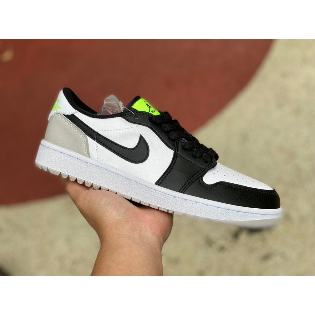 2023new Air Jordan 1 Retro Low Golfสีดําสีขาวเรืองแสงสีเขียว AJ1 ...