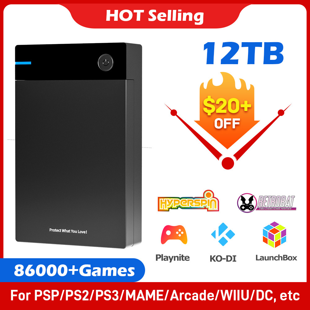 Yฮาร์ดไดรฟ์แบบพกพา12T พร้อมกล่องใส่ hyperspin retrobat playnite KO-DI ...