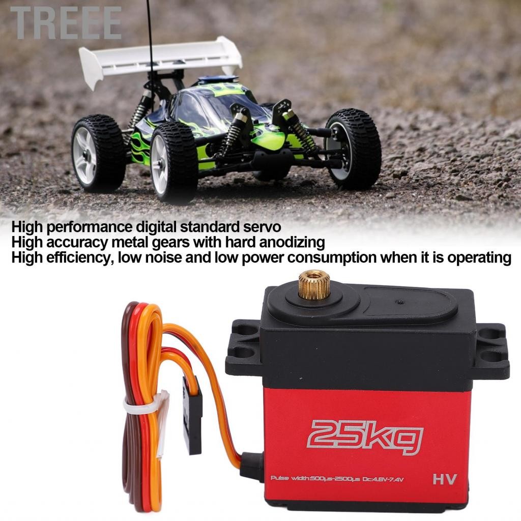 Treee 25กก.RC Digital Servoแรงบิดสูงเกียร์พวงมาลัยสำหรับ1/10 1/8 CarsV ...