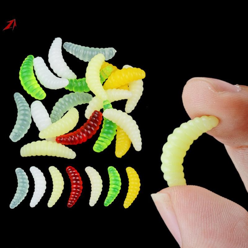 Mini Soft Maggot ขนาด 2 ซม. 50 ชิ้น/กล่อง เหยื่อซิลิโคน Bionic สำหรับตก ...