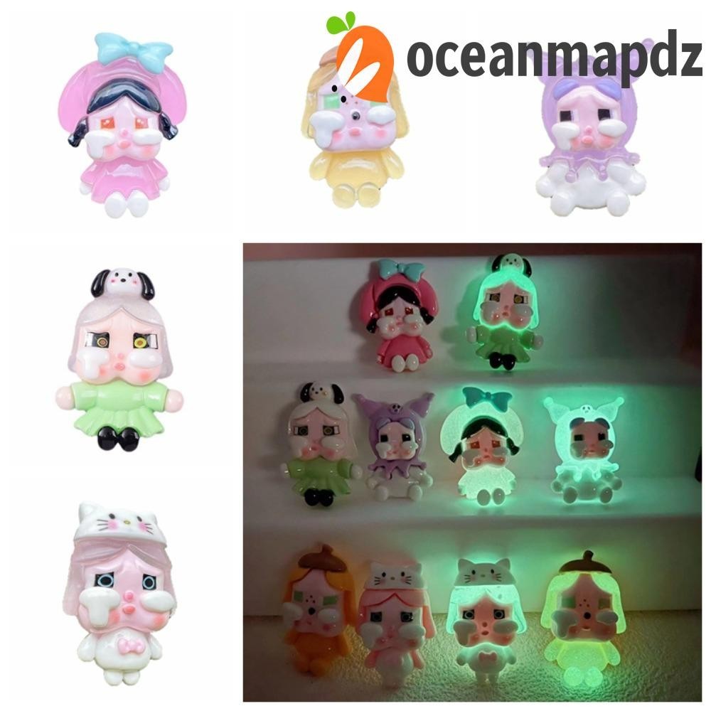 Oceanmapdz 10 ชิ้น Miniature Crybaby รุ่น, Luminous Kuromi Crybaby ตุ๊กตา DIY วัสดุ, Powerpuff ...