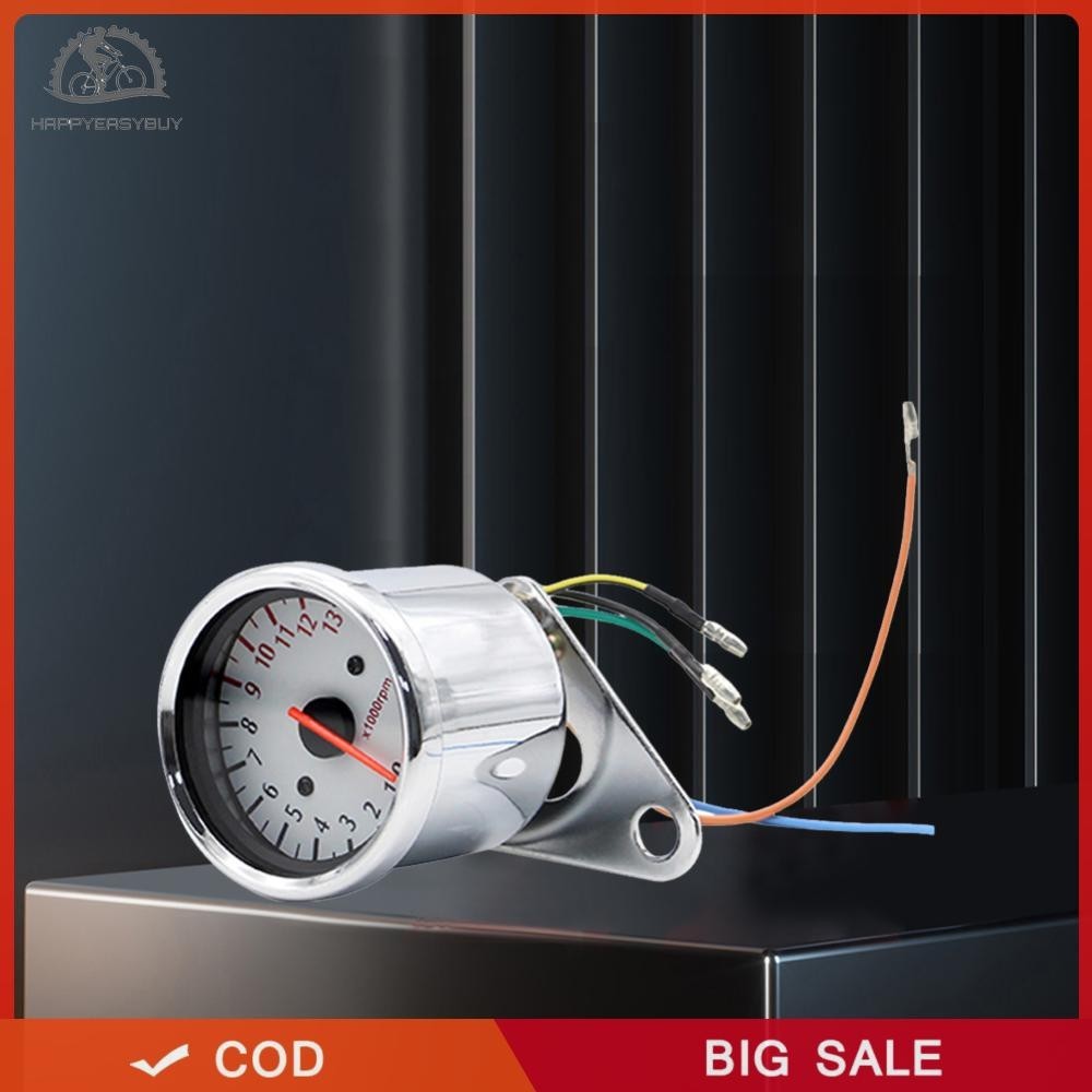 แฮปปี้ Universal 12V เครื่องวัดวามเร็วรถจักรยานยนต์ 0-13000 RPM Tach ...