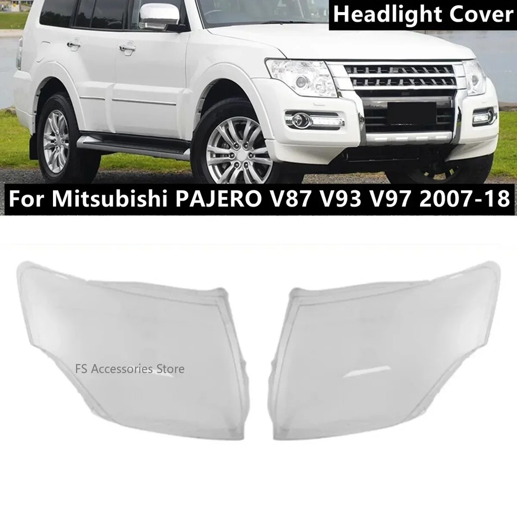 รถด้านหน้าไฟหน้าฝาครอบไฟหน้า Shell โปร่งใสโคมไฟเลนส์สําหรับ Mitsubishi Pajero V87 V93 V97 2005 ...