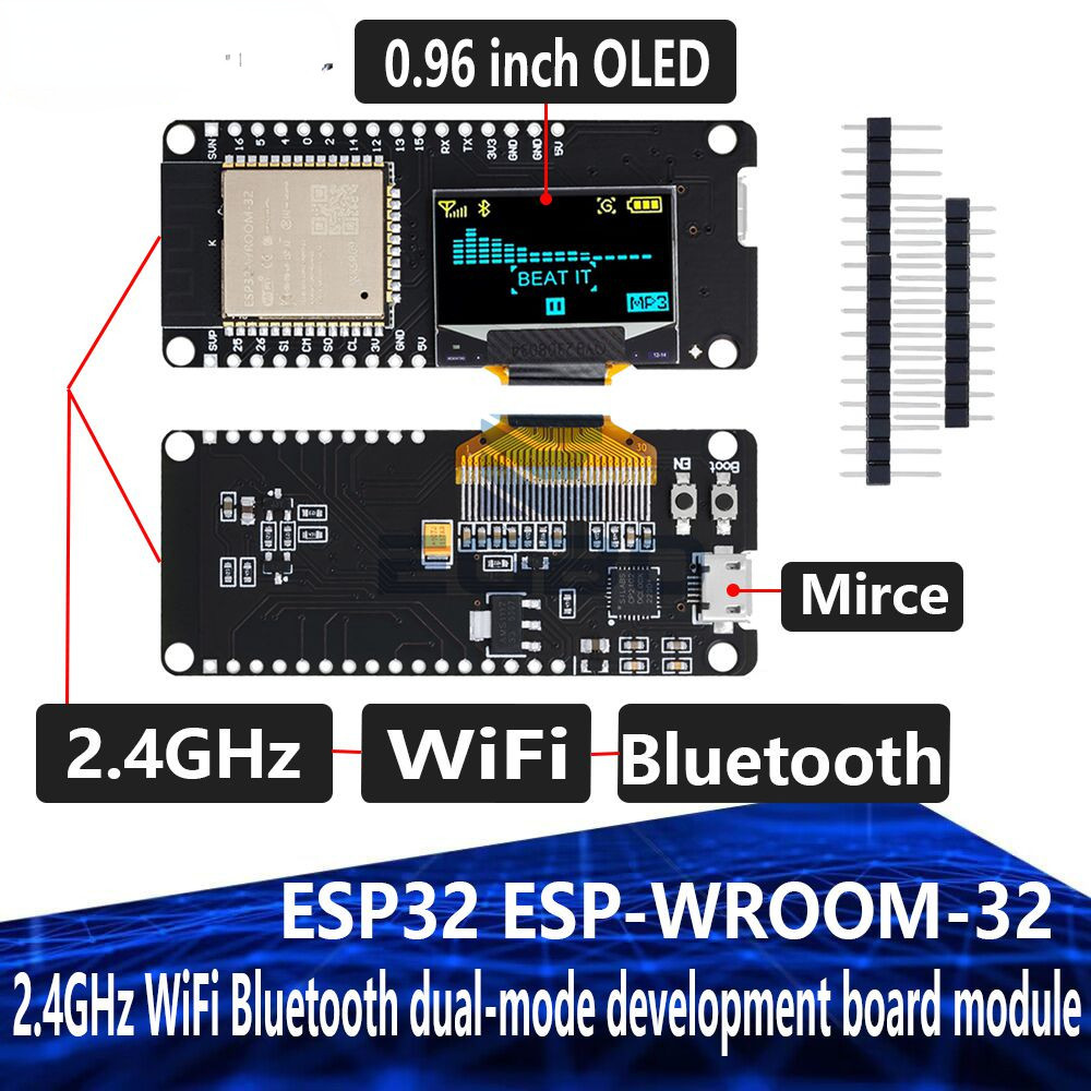 Esp32 ESP-WROOM-32 0.96" นิ้วจอแสดงผล OLED 2.4GHz WiFi บลูทูธ Dual Mode Development Board โมดูล ...
