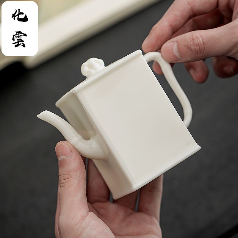 Suet หยก Porcelain หม้อสแควร์ Dehua สีขาว Porcelain กาน้ําชา Kung Fu ชุดชาครัวเรือนกาน้ําชา ...