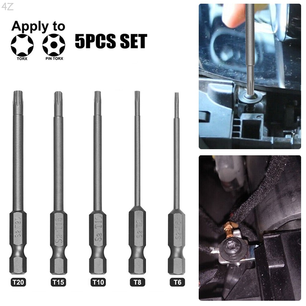 Hop 5 ชิ้น T6-T20 75 มิลลิเมตร Torx ไขควง Bits ชุดไขควงแม่เหล็ก Hex Shank | Shopee Thailand