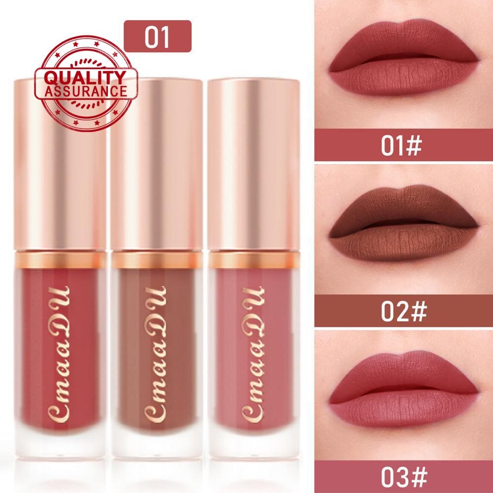 Cmaadu 3 ชิ้น Matte Velvet Lip Gloss ชุดลิปสติกติดทนนาน Non Sticky Cup ...