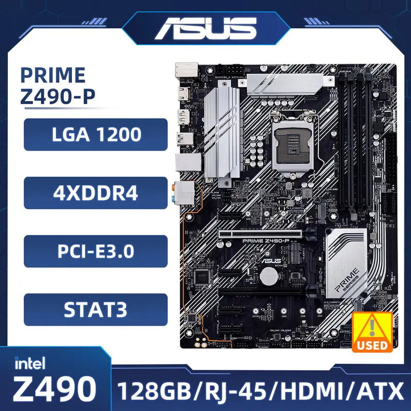 ASUS PRIME Z490-P เมนบอร์ด LGA 1200 Intel Z490 DDR4 128GB PCI-E 3.0 M.2 ...